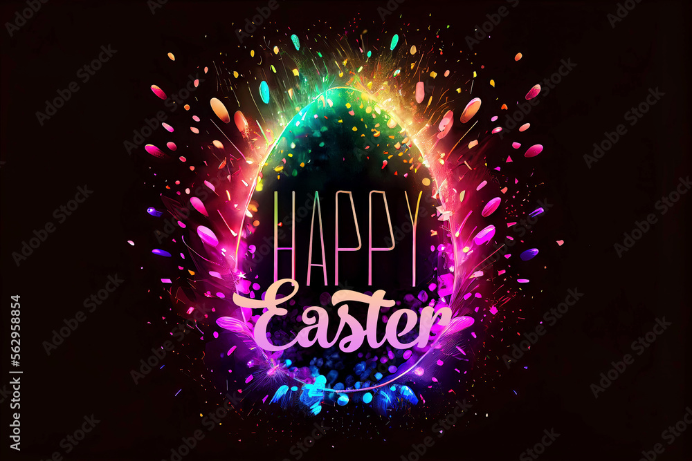 Colorful neon gradient Happy Easter background design (Generative AI ...