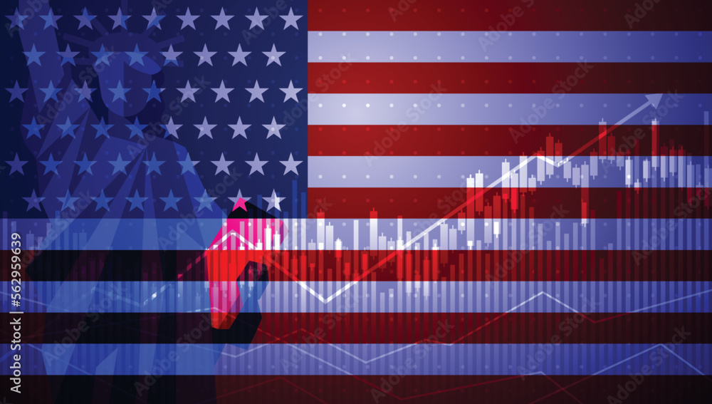 Abstract America bar chart graph, increasing values, country statistics ...