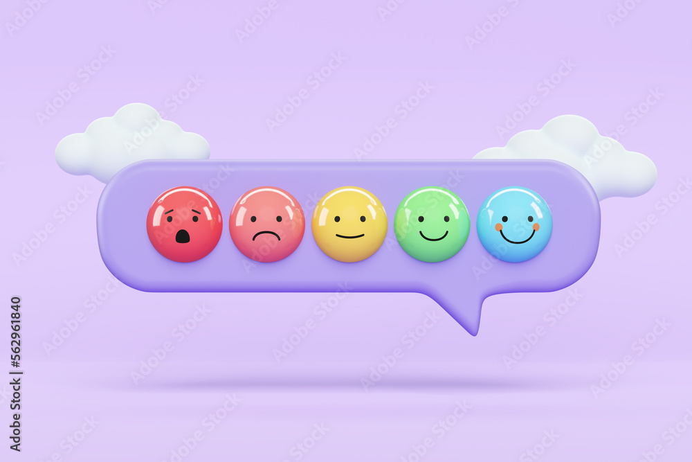 3D emoji emoticons in speech bubble 5 level Increase rating. Sad to ...