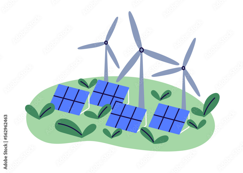 Eco sustainable renewable energy, green electric power station with ...