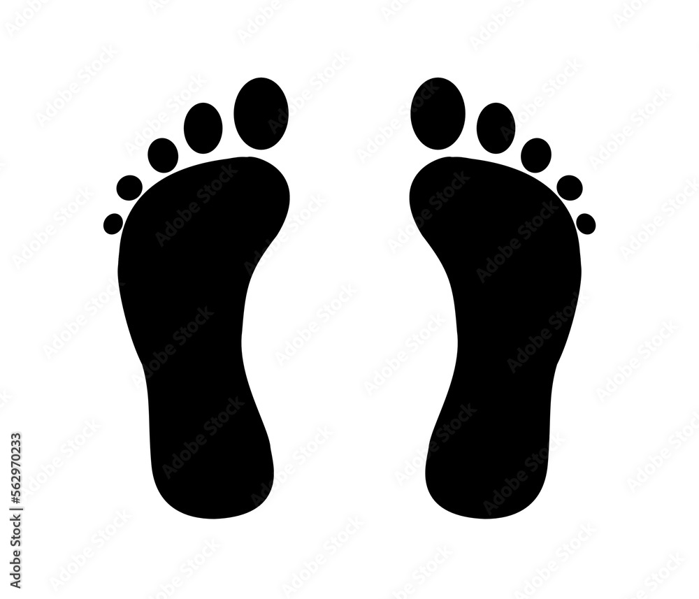 Foot prints on transparent background. Foot icons set on transparent ...