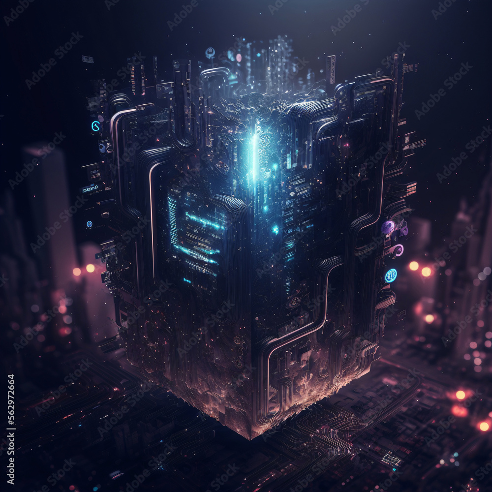 Quantum computing. Mainboard cpu. Artificial intelligence concept with ...