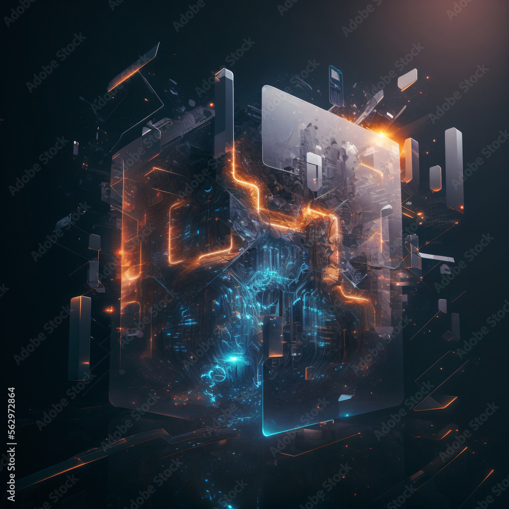 Quantum computing. Mainboard cpu. Artificial intelligence concept with ...