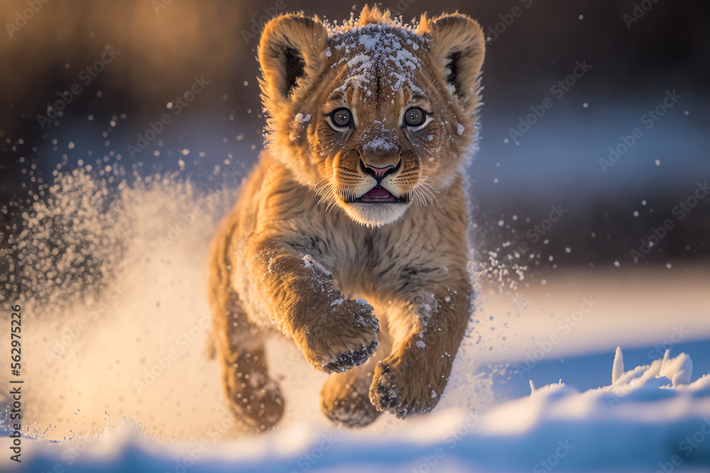 Lion Cubs Running
