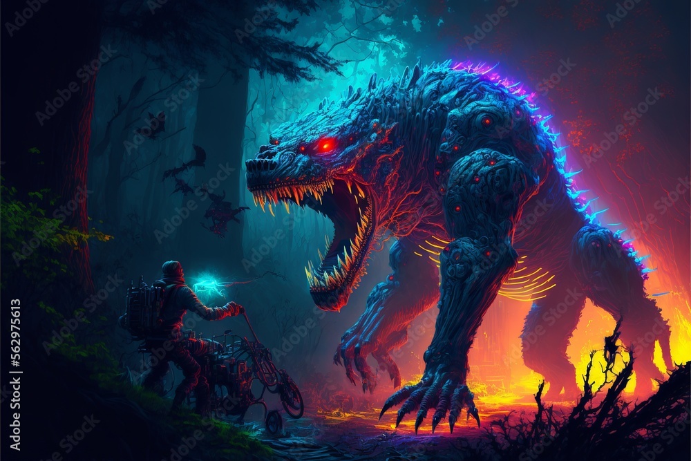 Cybernetically enhanced angry monster head and gorilla body giant ...