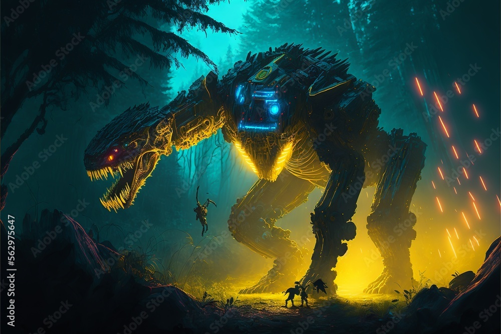 Elongated headed giant lizard like biopunk mutant being attacked by ...