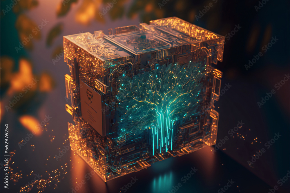 Quantum computing. Mainboard cpu. Artificial intelligence concept with ...