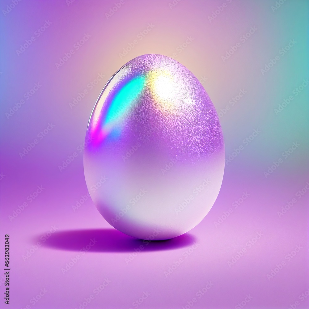 Purple neon lights Spring concept Easter eggs iridescent color ...