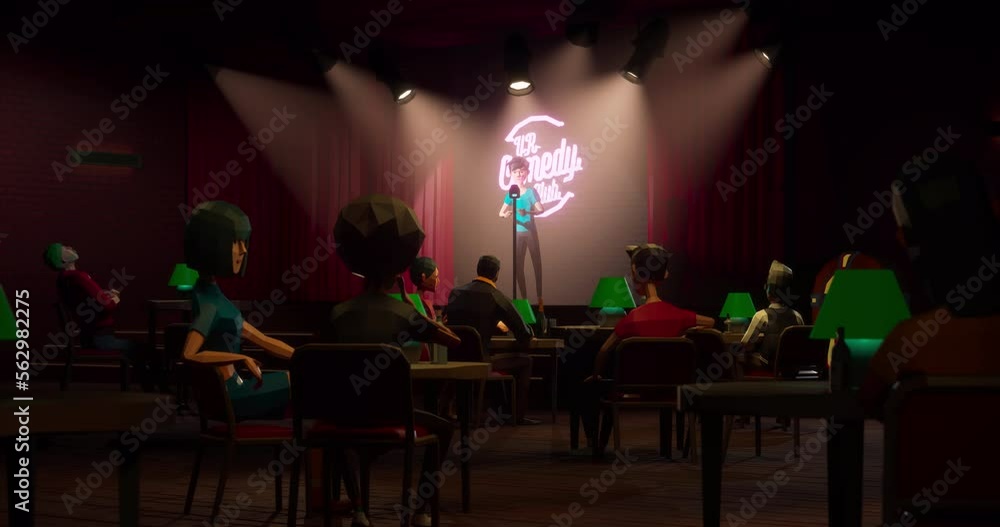 People playing as avatars watching live comedian performing stand-up ...