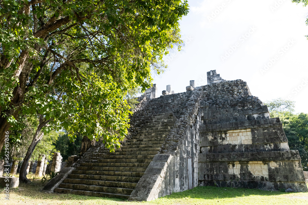 Archaeological structures of the Mayan culture, at the Chichen Itza ...