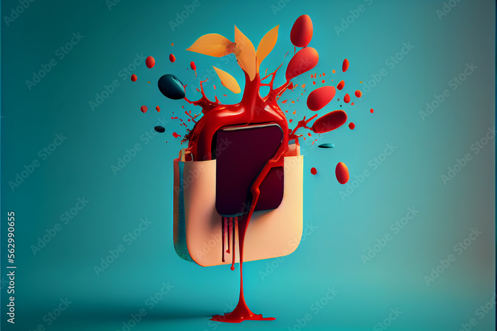 Beautiful abstract holding Blood Bag with palm collage concept ...