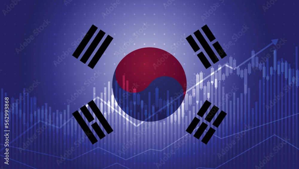 Abstract South Korea bar chart graph, increasing values, country ...