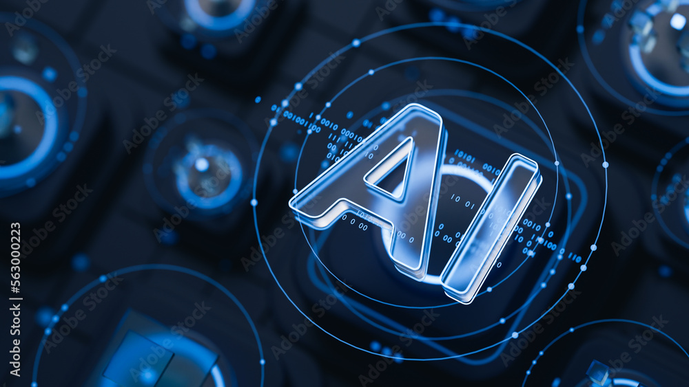 Artificial intelligence AI neural network digital brain machine deep learning processing big ...