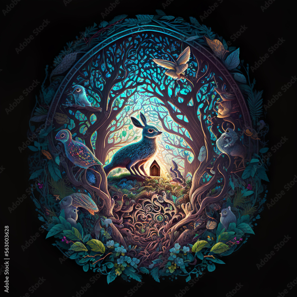 Wild animals - AI-Generated Digital Art Stock Illustration | Adobe Stock