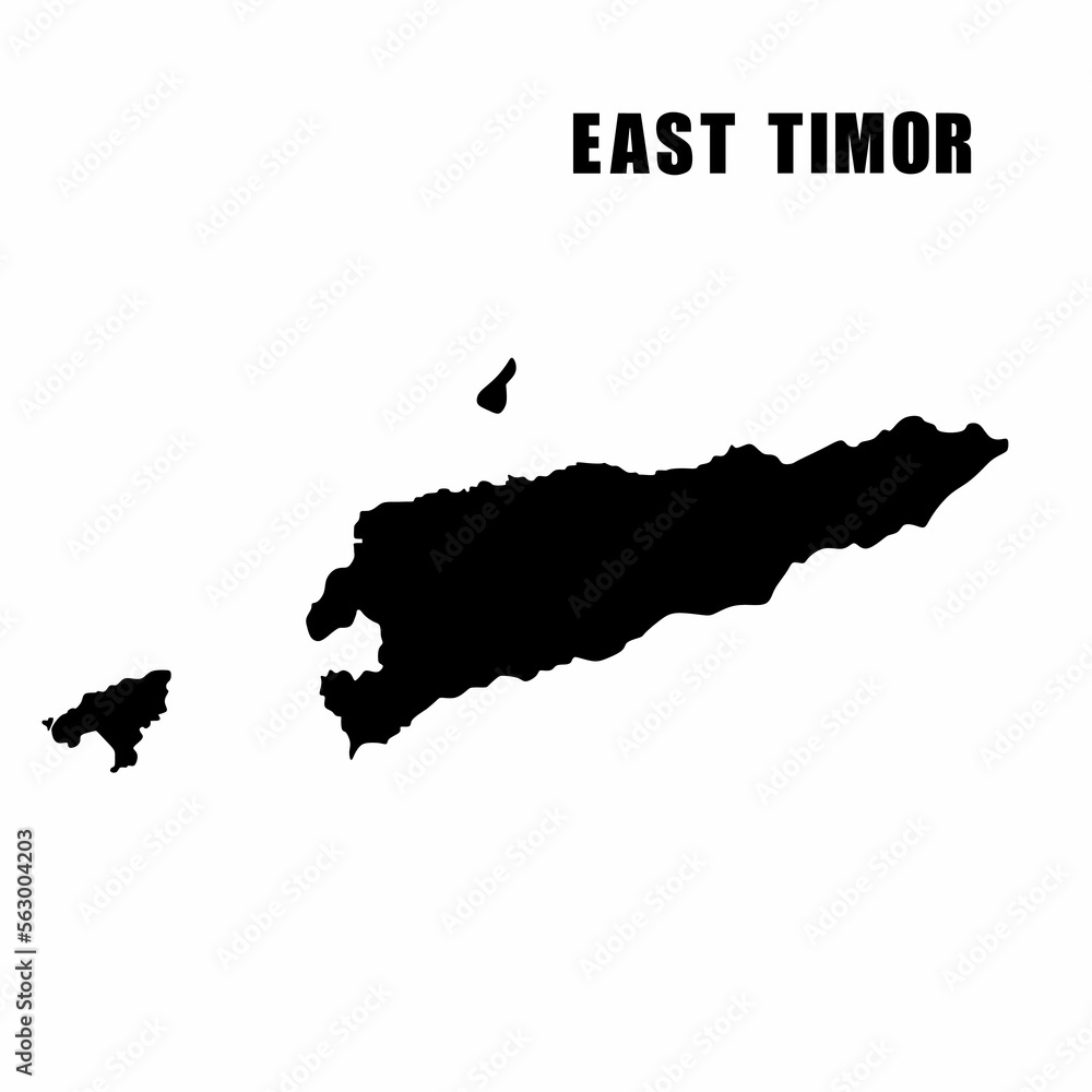 Vector illustration of outline map of East Timor. High-detail border ...