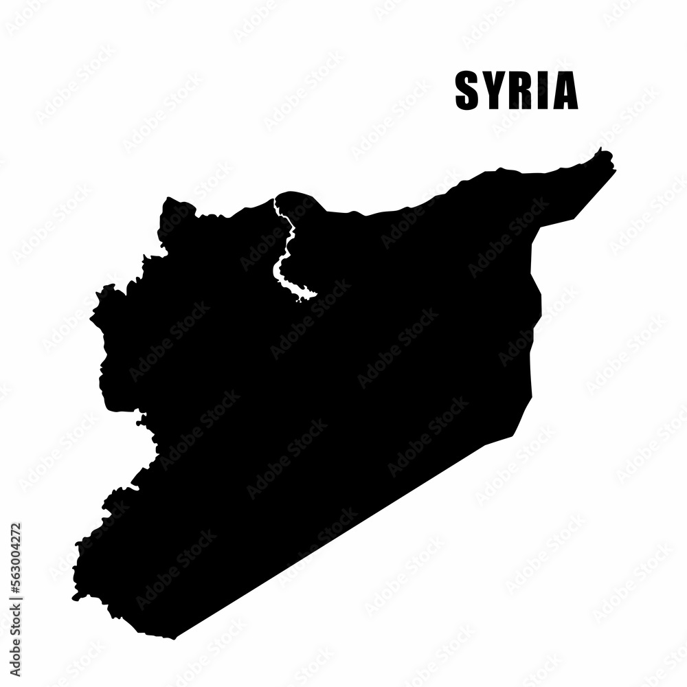 Vector illustration of outline map of Syria. High-detail border map ...