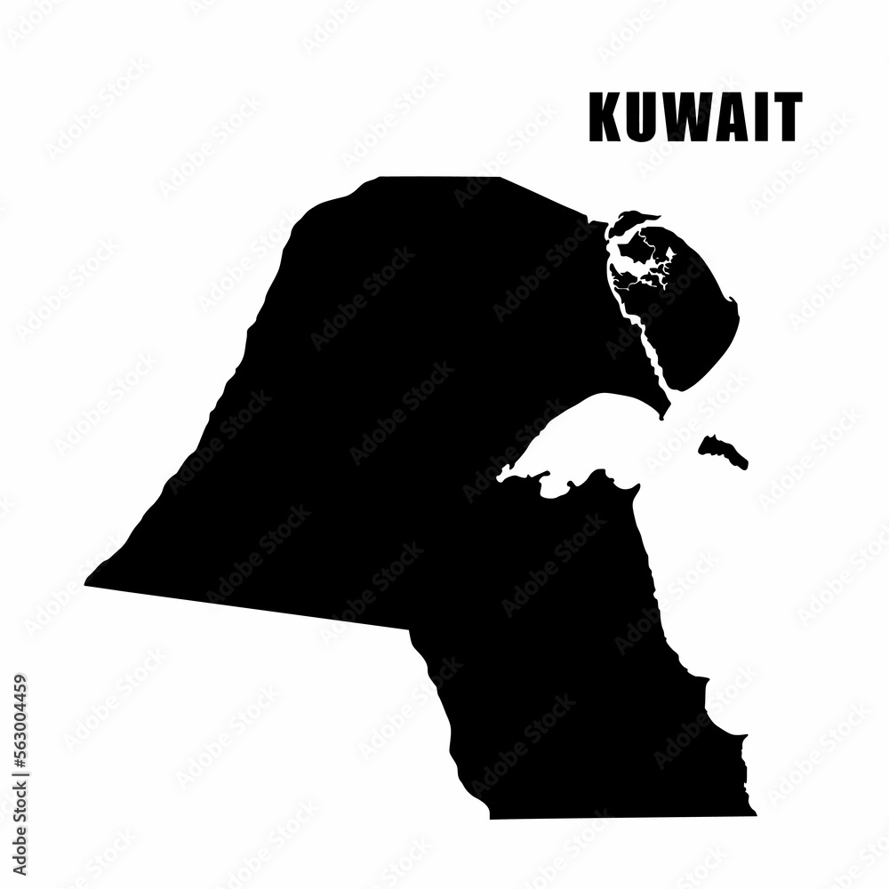 Vector illustration of outline map of Kuwait. High-detail border map ...
