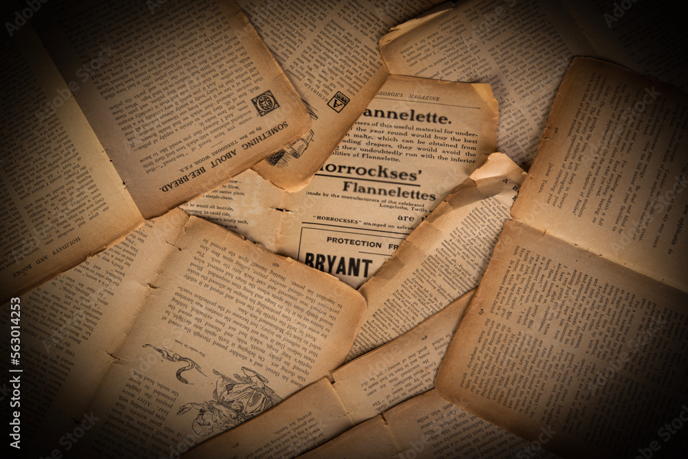 Vintage advertisements making a conceptual background Stock Photo ...