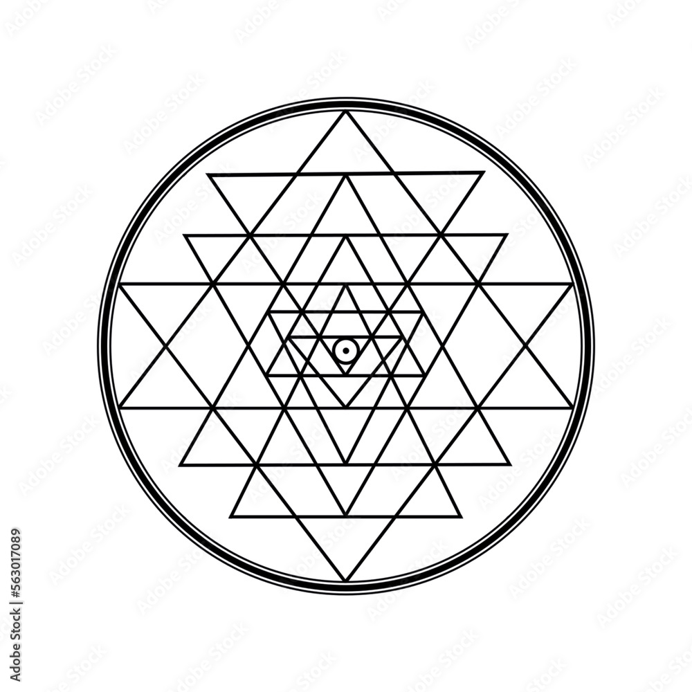 Sri yantra symbol isolated on white background. Sacred geometry symbol ...