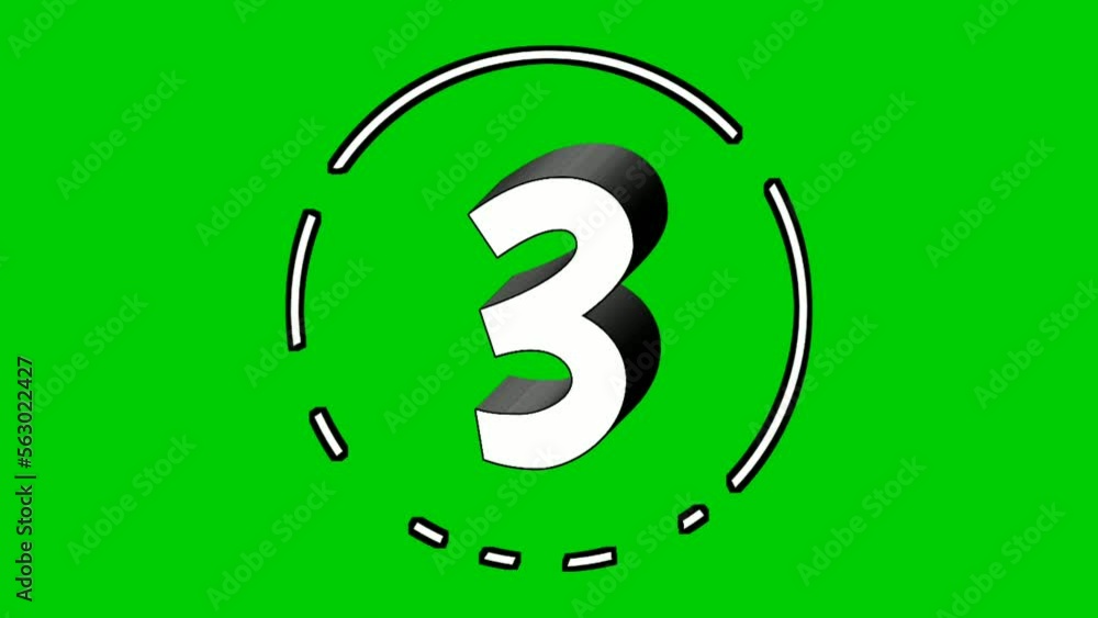 Number three 3 cartoon animation in rotating circle on green screen.4k ...