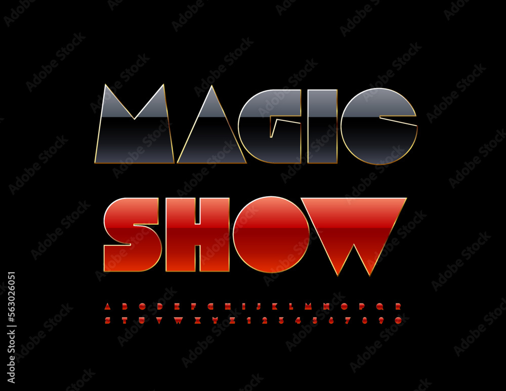 Vector premium Emblem Magic Show. Red Chic Font. Artistic Alphabet ...