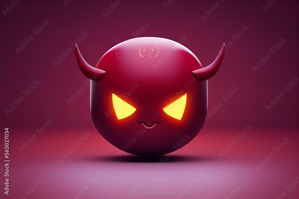 A red devil or satan emoji emoticon man face cartoon icon mascot. Stock ...