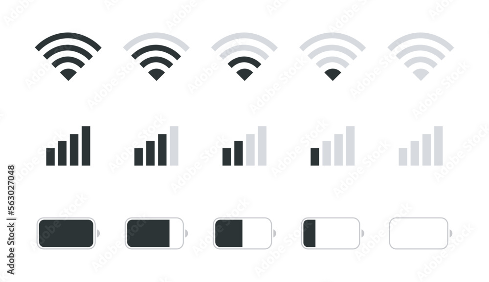 Wi-Fi Icon set. Wireless and wifi signal. WiFi zone sign. Charge ...