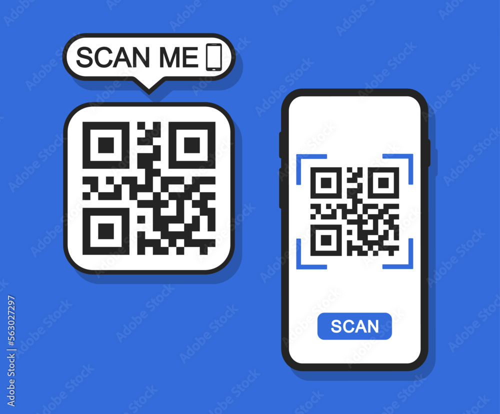 Qr Code Scan Concept With Smartphone Scan Me Frame Qr Code For Mobile App Payment And