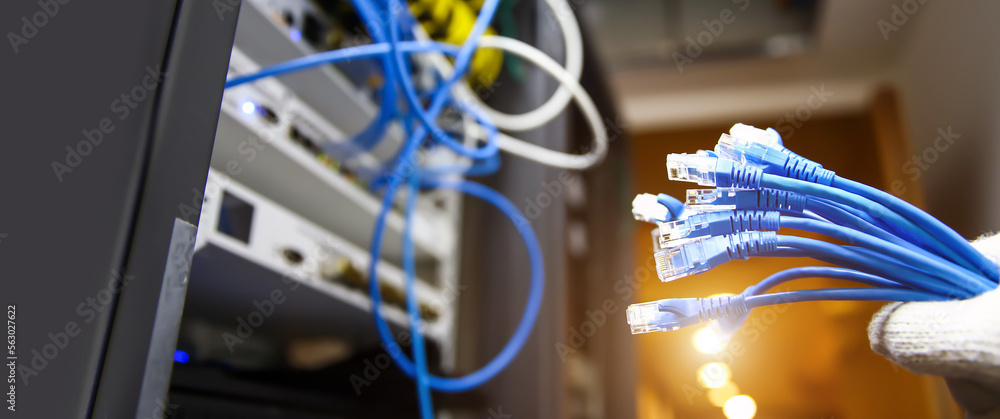 Hand choose RJ45 UTP Cat6 LAN internet network cable fiber optic and ...