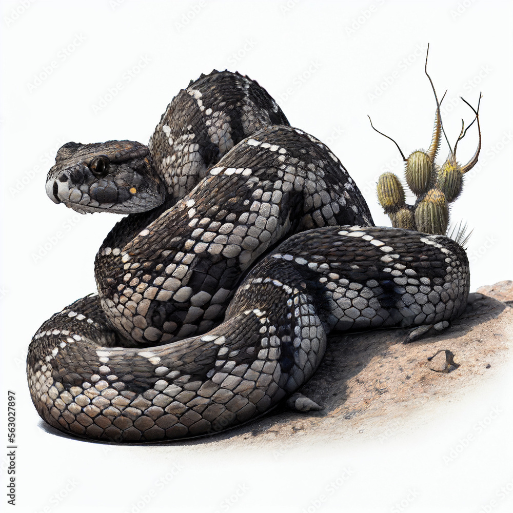 Arizona Black Rattlesnake full body image with white background ultra ...