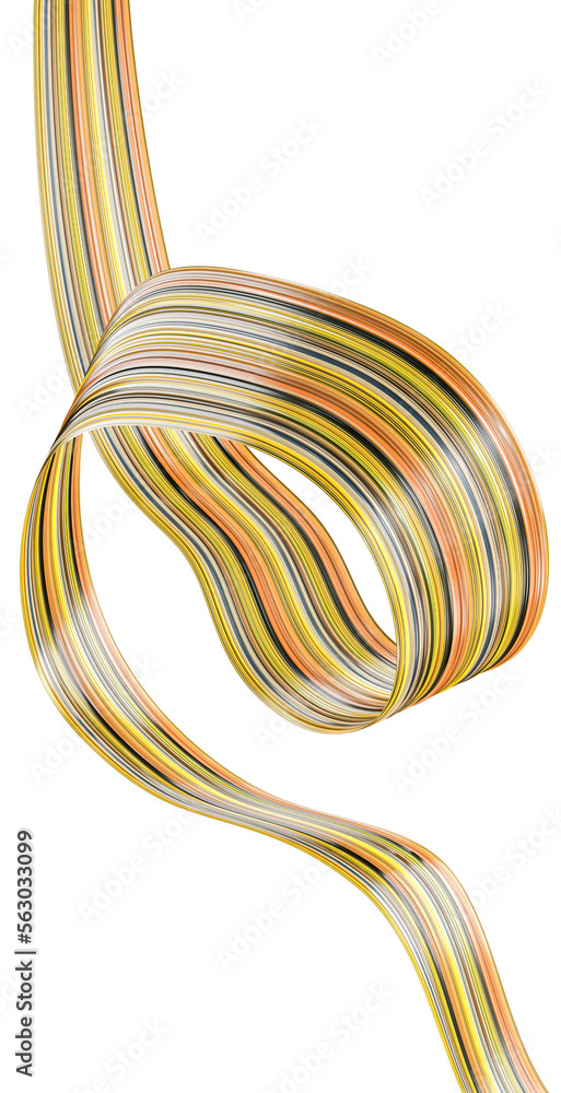 Multi-colored curved ribbon shape in yellow and brown tones ...