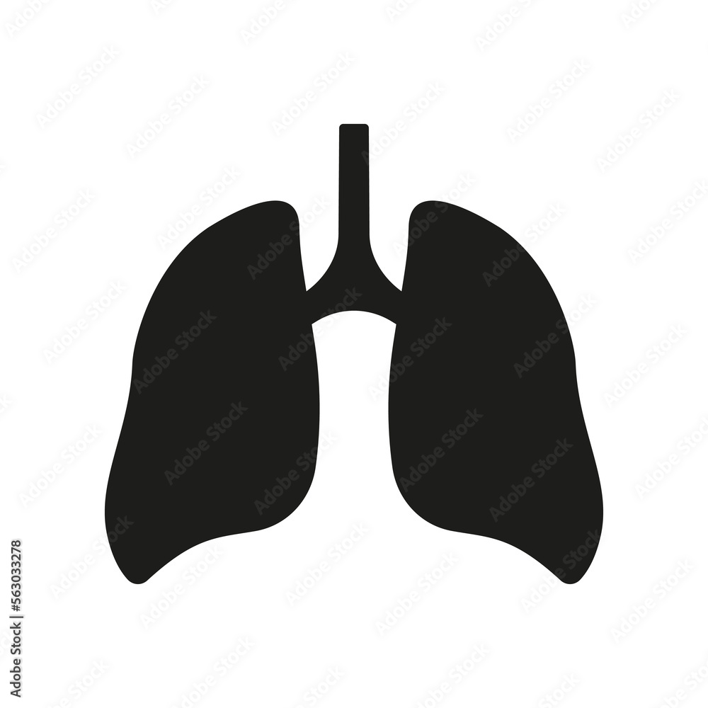 Human Lung Silhouette Icon. Healthy Bronchial Respiratory Organ Glyph ...