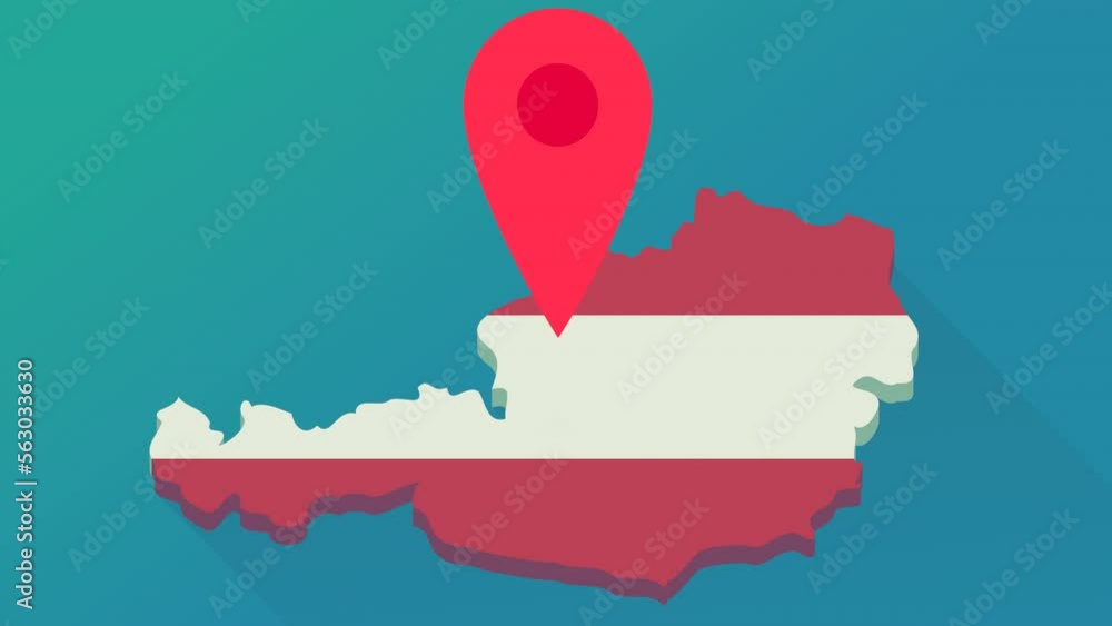 Looping animation in flat design style of a jumping red map marker on ...