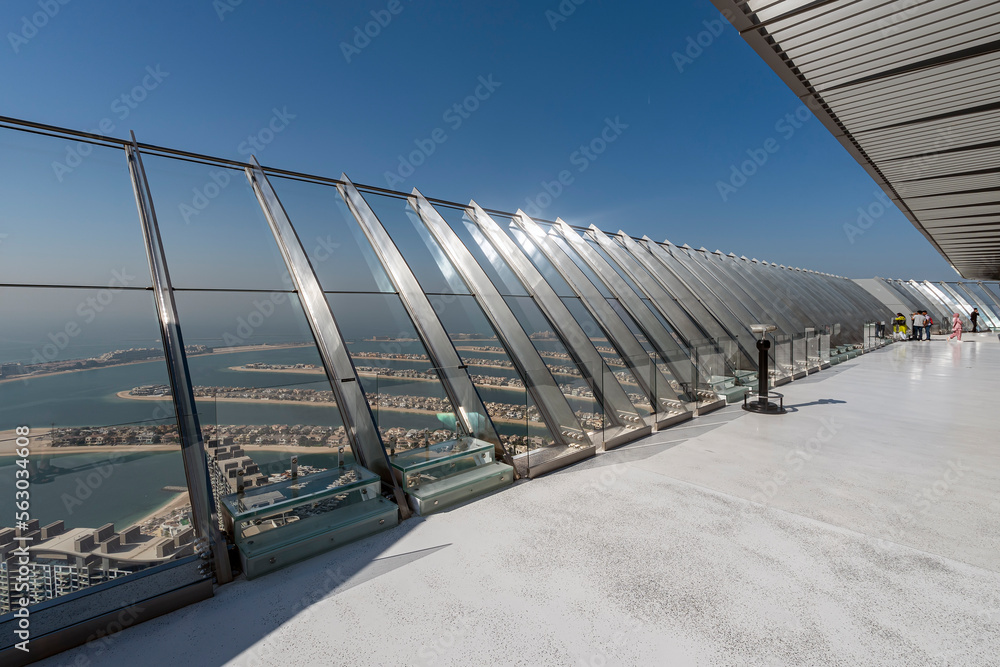 observation deck at top of a skyscraper on the roof. View of the ...