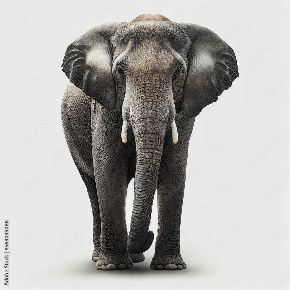 Asian Elephant full body image with white background ultra realistic ...