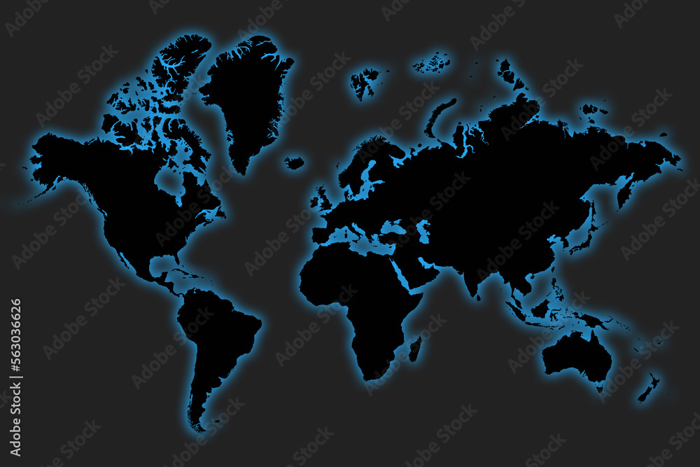 World map with Blue outline Stock Illustration | Adobe Stock
