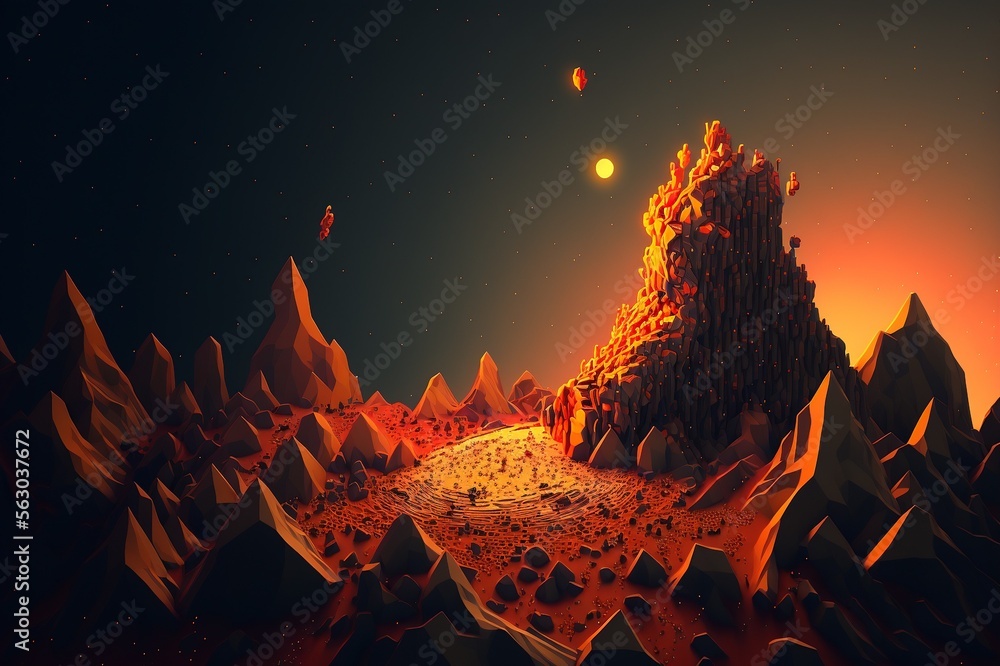 Stellar overload voxel landscape, digital art styles, generative ...