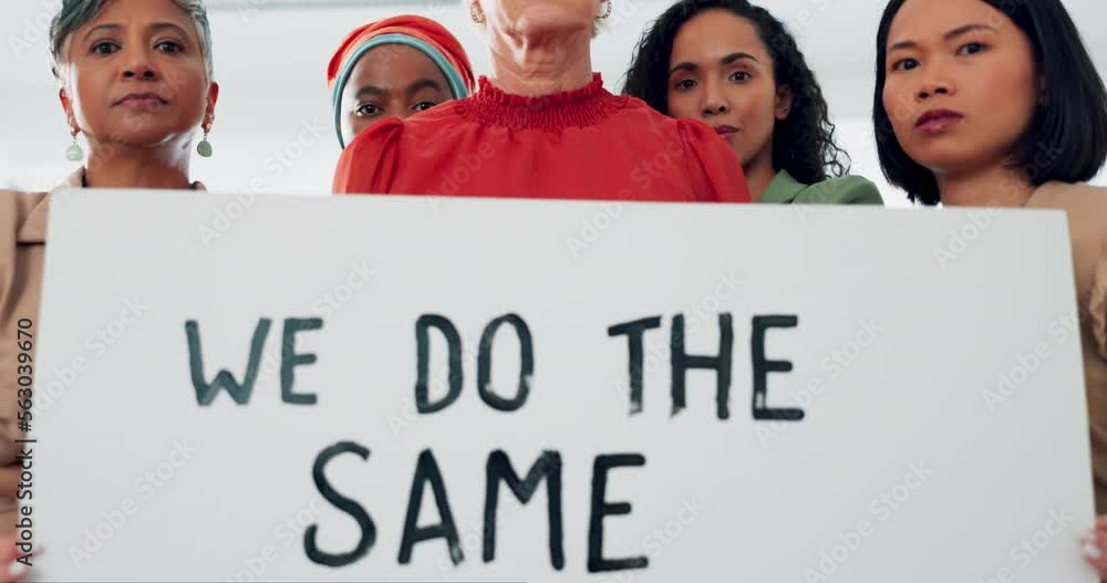 Women, equal pay and gender equality protest poster standing for ...