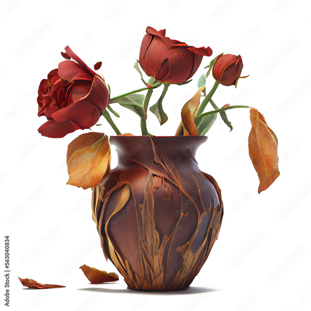 withered flowers in a vase for decorating projects Transparent ...
