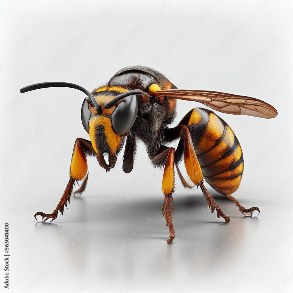 Asian Giant Hornet full body image with white background ultra ...