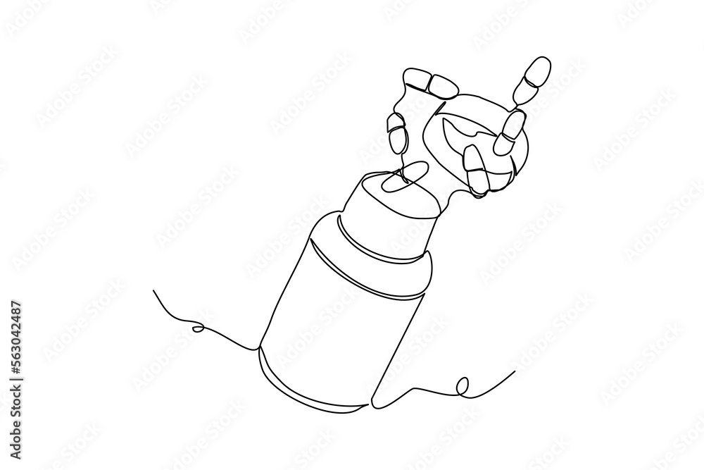Continuous single one line drawing of medicine pill or capsule bottle ...