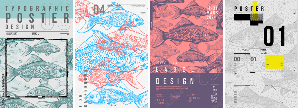 Typography posters design. Set of flat vector illustrations. Layout ...