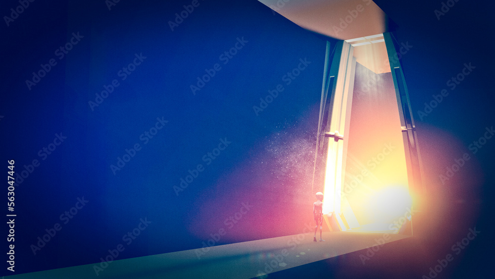 Portal with other worlds, alien spaceship. Door to other dimensions ...