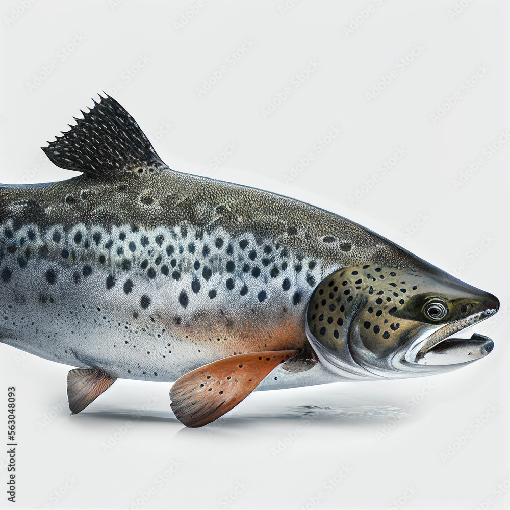 Atlantic Salmon full body image with white background ultra realistic ...