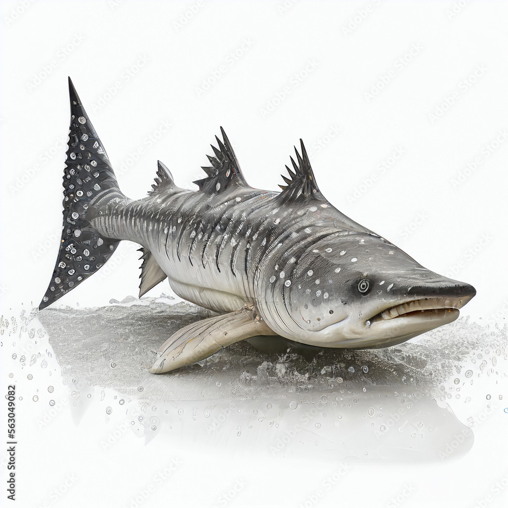 Atlantic Sturgeon full body image with white background ultra realistic ...