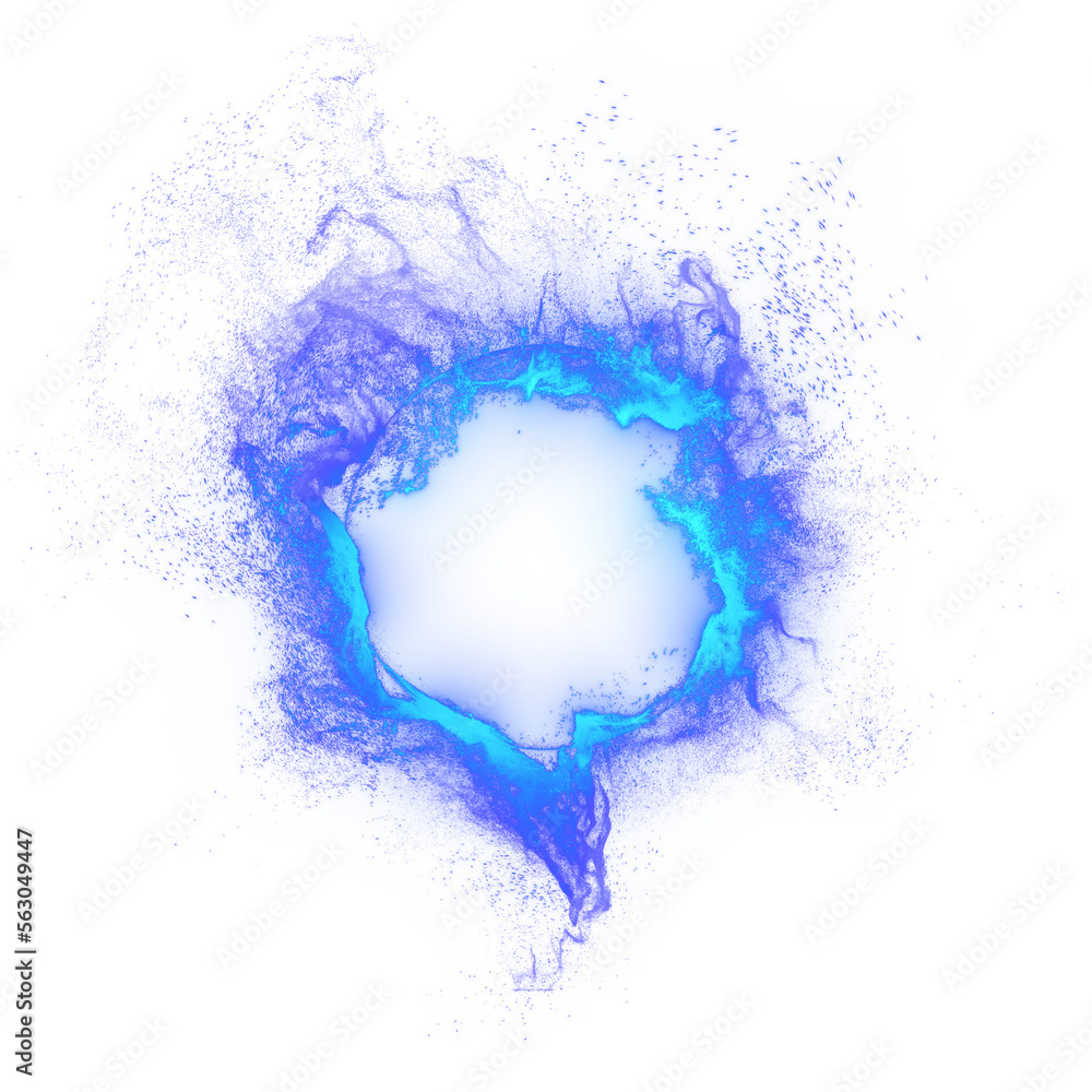 Abstract blue plasma ring. The energy explosion creates a captivating ...
