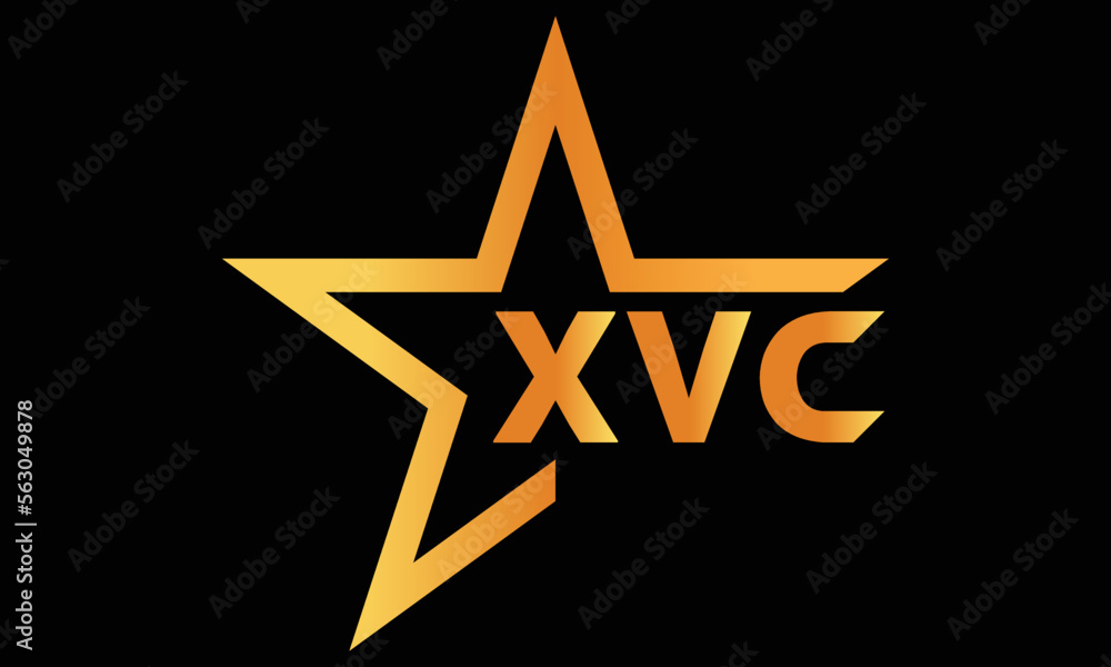 XVC golden luxury star icon three letter logo design vector template ...