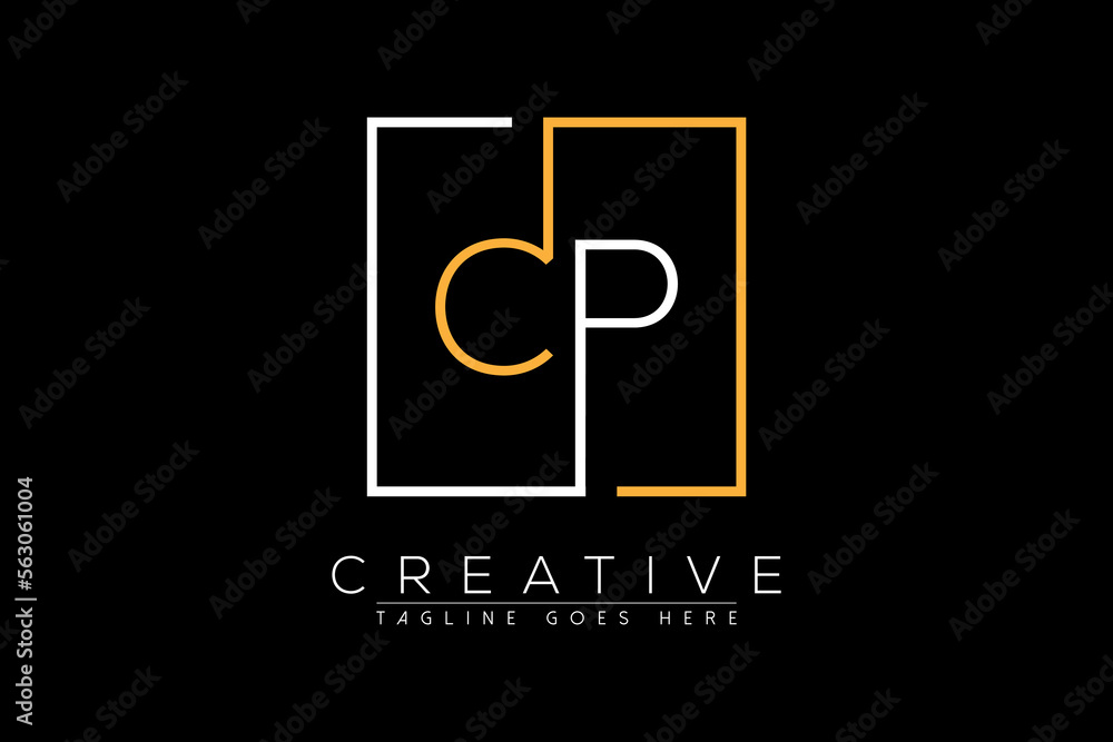 Initial letter cp, pc, c, p elegant and luxury Initial with Rectangular ...