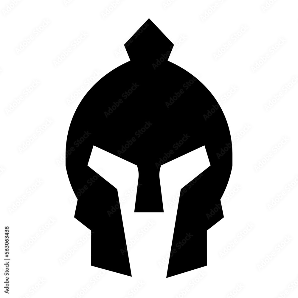 escudo y casco del símbolo guerrero espartano, emblema. Logotipo de ...