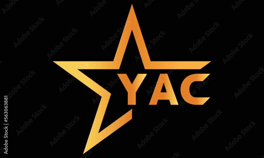 YAC golden luxury star icon three letter logo design vector template ...